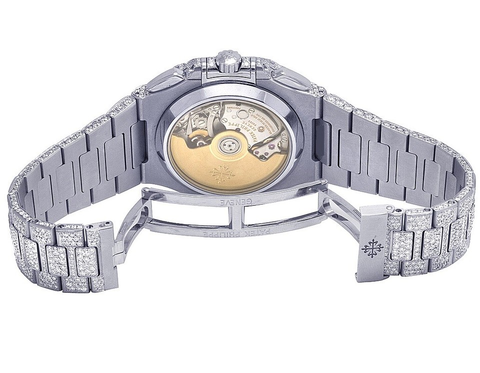 New Mens Patek Philippe Nautilus 5980/1A-019 Steel VVS Diamond Watch 35 ...