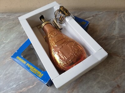 VTG RARE COPPER BRASS GUN POWDER BOTTLE FLASK ALAMO TEXAS LIBERTY OR ...