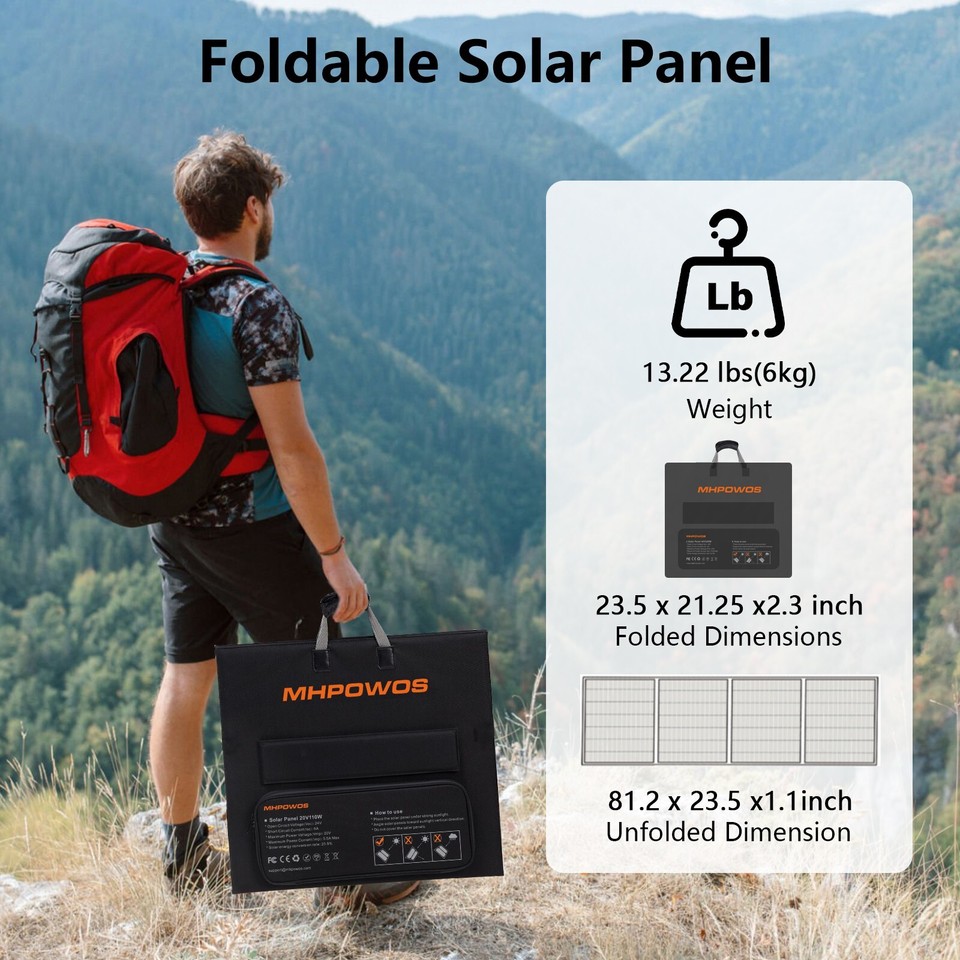 110W Solar Panels Portable 400W 220W IP67 Waterproof for Bluetti ...