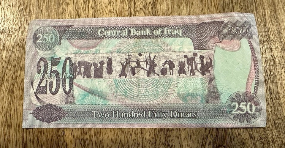 SADDAM HUSSEIN IRAQ IRAQI CURRENCY 250 DINARS MONEY NOTE UNC BANKNOTE ...