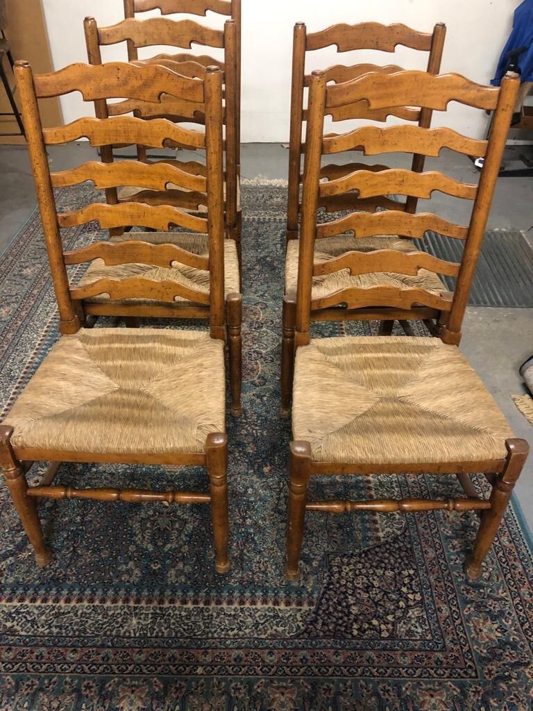 Set of Six Antique French Dining Chairs, or Ladder Back Kitchen Chairs ...
