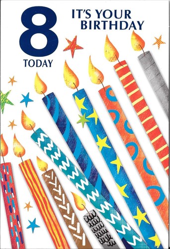 8th BIRTHDAY CARD - AGE 8 - BIRTHDAY CANDLES | eBay UK