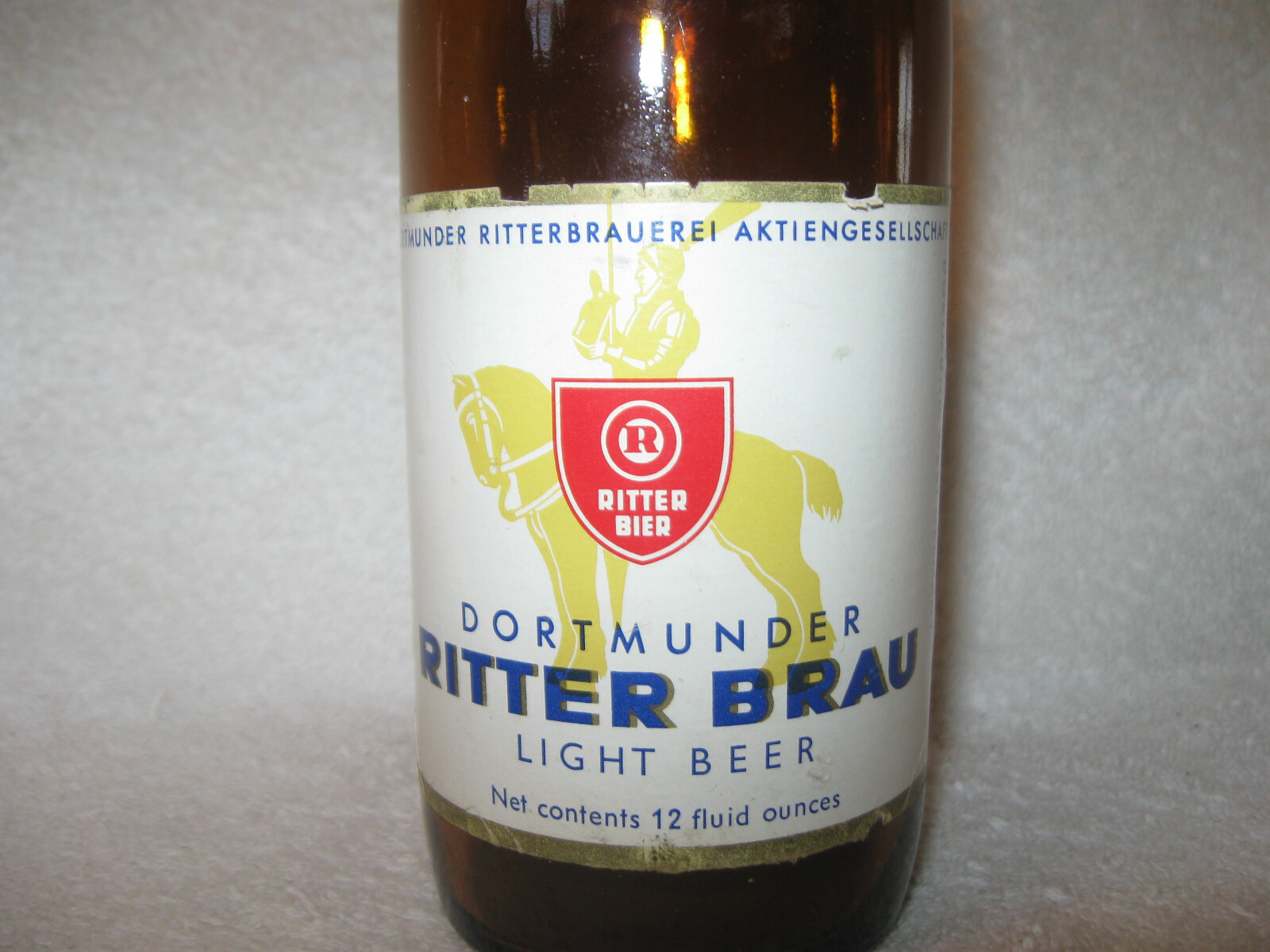 Dortmunder Ritter Brau Light Beer Bottle 12 oz ~ Empty Amber Bottle ...