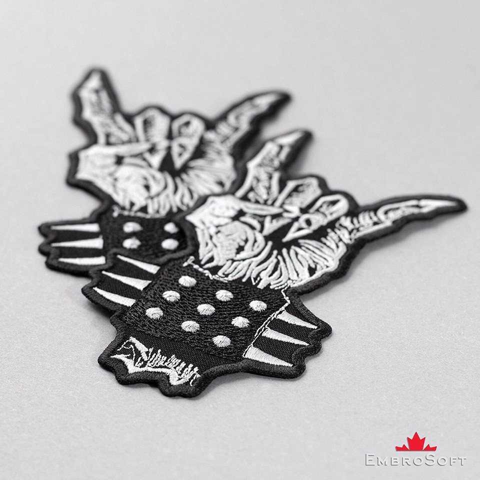 Horns Up Heavy Metal Sign in Wristband Rock Music Embroidered Patch 3.2 ...