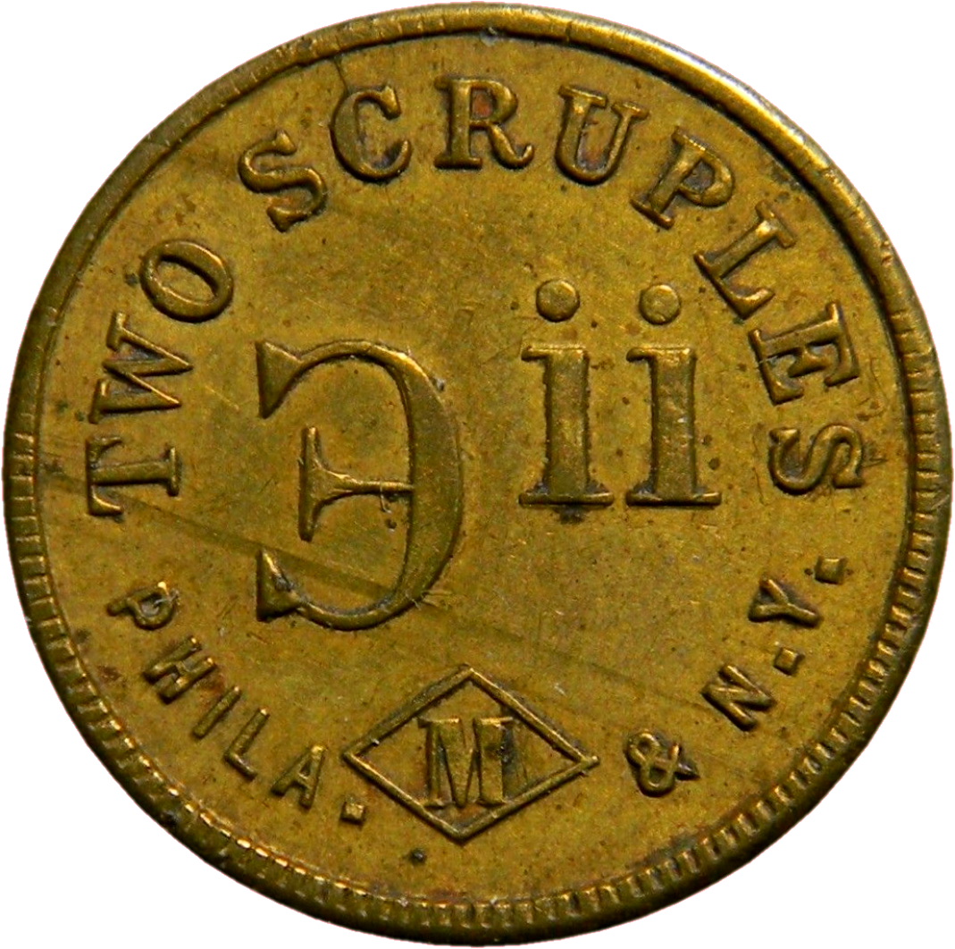 Philadelphia PA / New York Two Scruples Weight Token (01955) | eBay