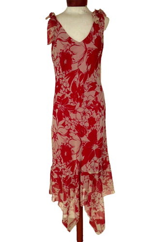 Laundry Shelly Segal Sz 10 Poly Chiffon Midi Asymmetric A-Line Sun ...