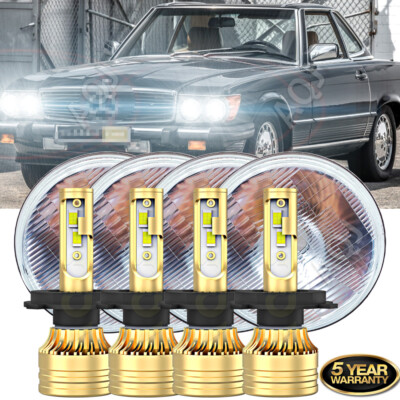 Fit Mercedes-Benz 380SL 450SL 560SL 4PCS 5.75" Round LED Headlights Hi ...