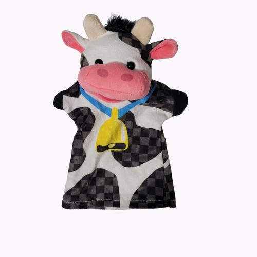 Melissa & Doug Cow Hand Puppet 9 inch Plush Farm Animal Bell ...
