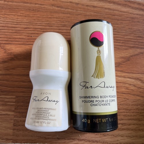 New Sealed Avon Far Away Shimmering Body Powder 1.4 oz & Deodorant ...