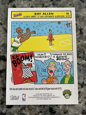Ray Allen 2005 Topps Bazooka Comic SP Magnet #11 Seattle Sonics Celtics ...