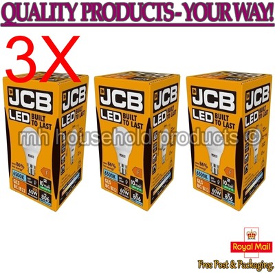 3 X JCB LED GLS B22 (BC) Light Bulb | 806 Lumens 8.5W 6,500K Daylight ...