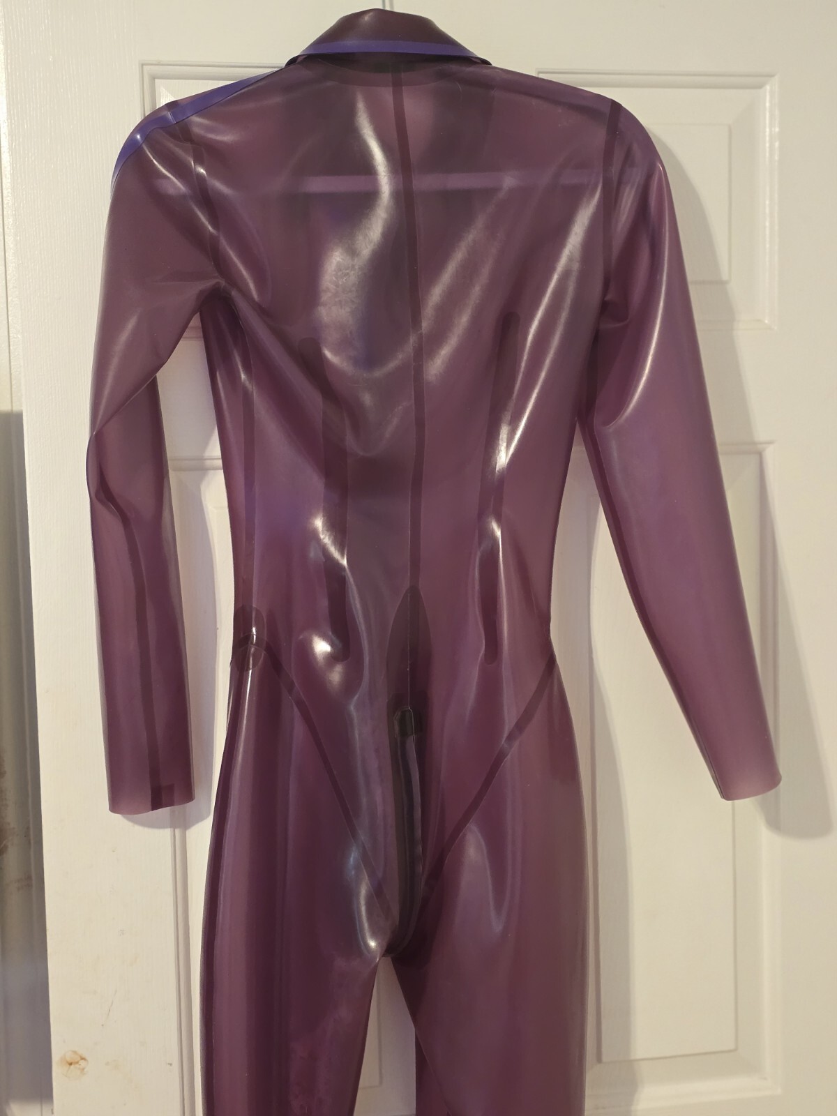 Female Demask Size 3 Latex Catsuit Clear Purple Crotch Zip Rubber | eBay