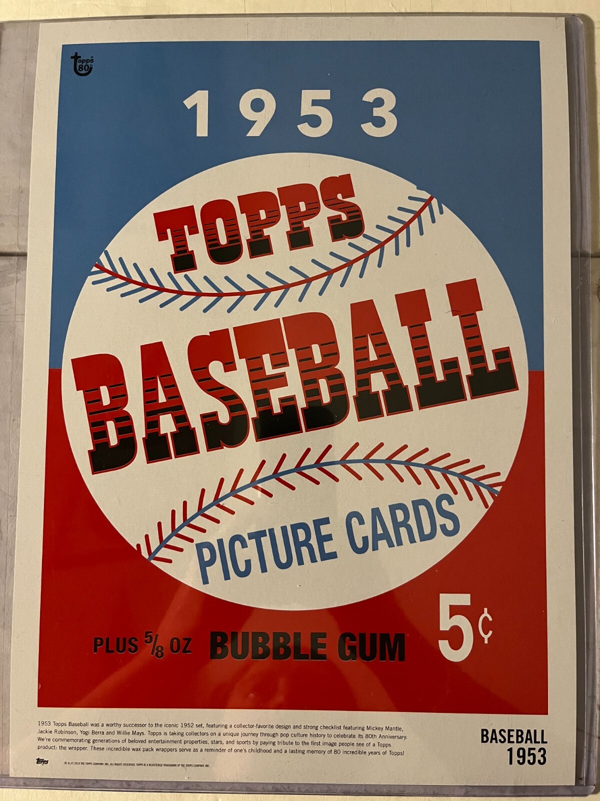 2018 (Topps Living Set) 1953 Baseball 80th Anniversary Wrapper Art ...