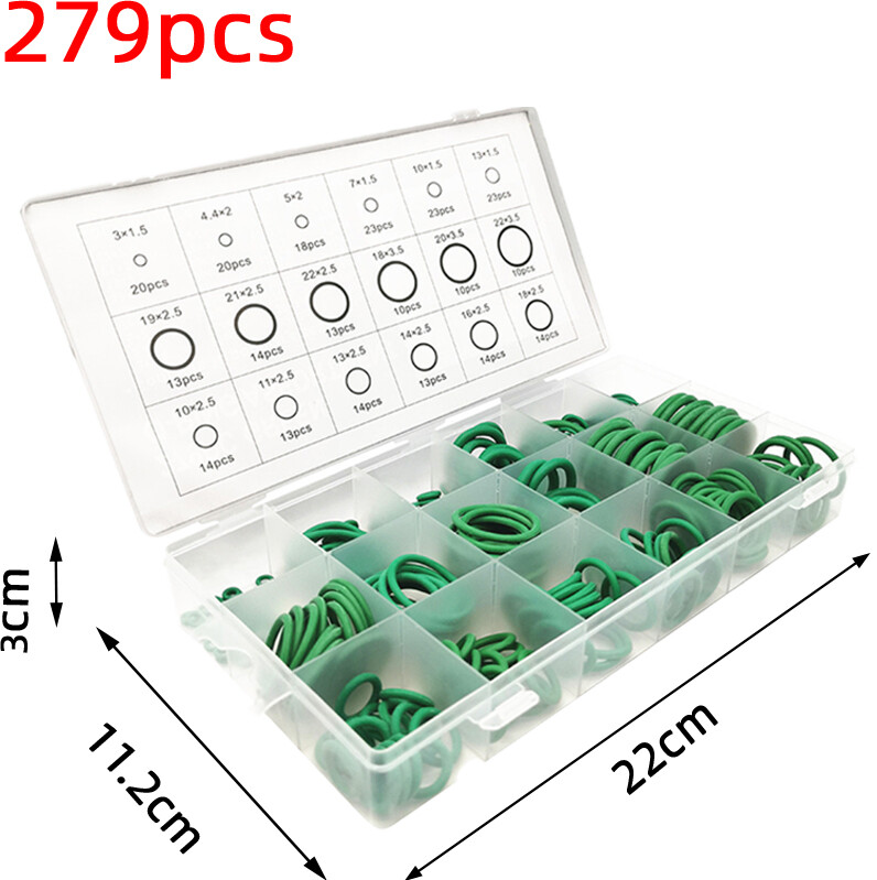279pcs Rubber Nitrile Seal Ring Set Green 18 Sizes Air-Conditioning O ...