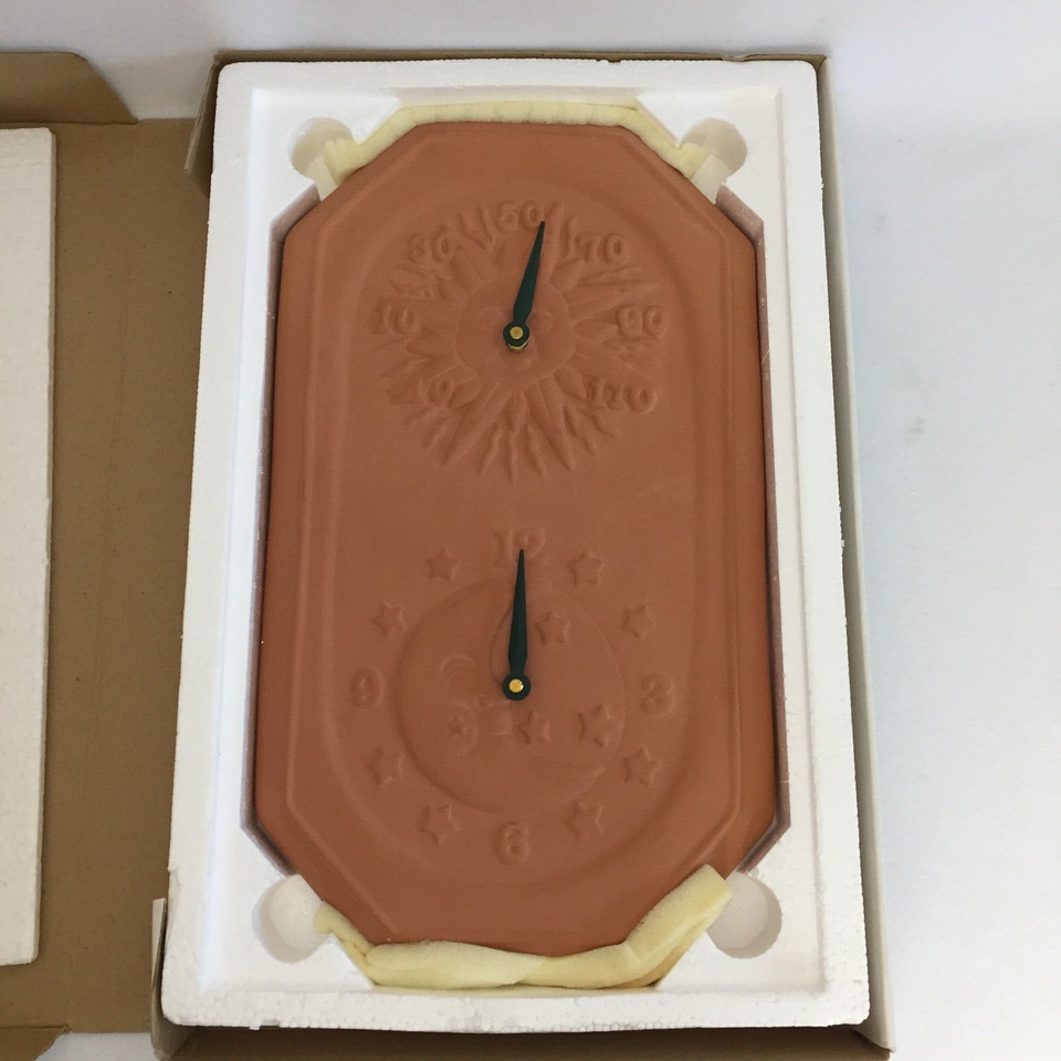 Vintage Natural Wonders Terracotta Clock & Thermometer 18 x 10.5 NEW In ...