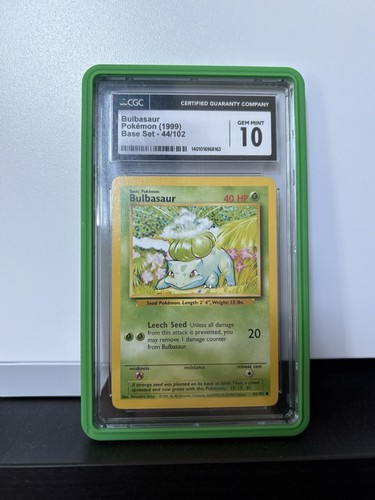 1999 Pokemon Unlimited Base Set BULBASAUR 44/102 CGC GEM MINT 10 ...