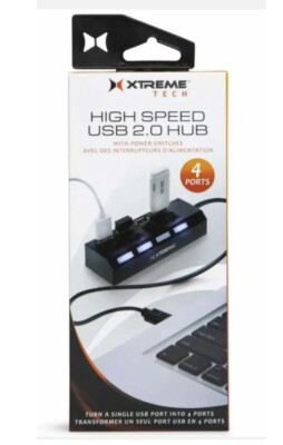 USB Cables 4 Port USB 2.0 Hub w/ LED indicators and Power Switches ...