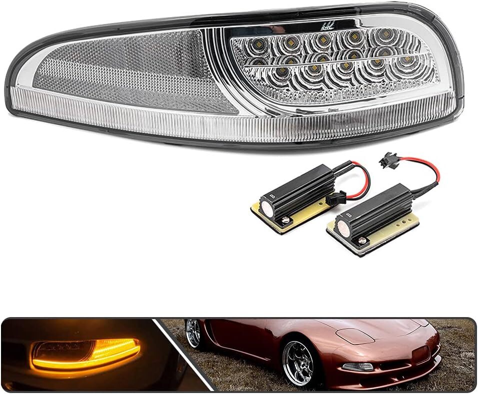 Sequential Clear LED Front Turn Signal Light Corner For 97-04 Chevy ...