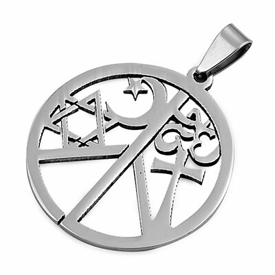 Coexist Necklace Stainless Steel Peace of Religions Pendant Womens Mens ...
