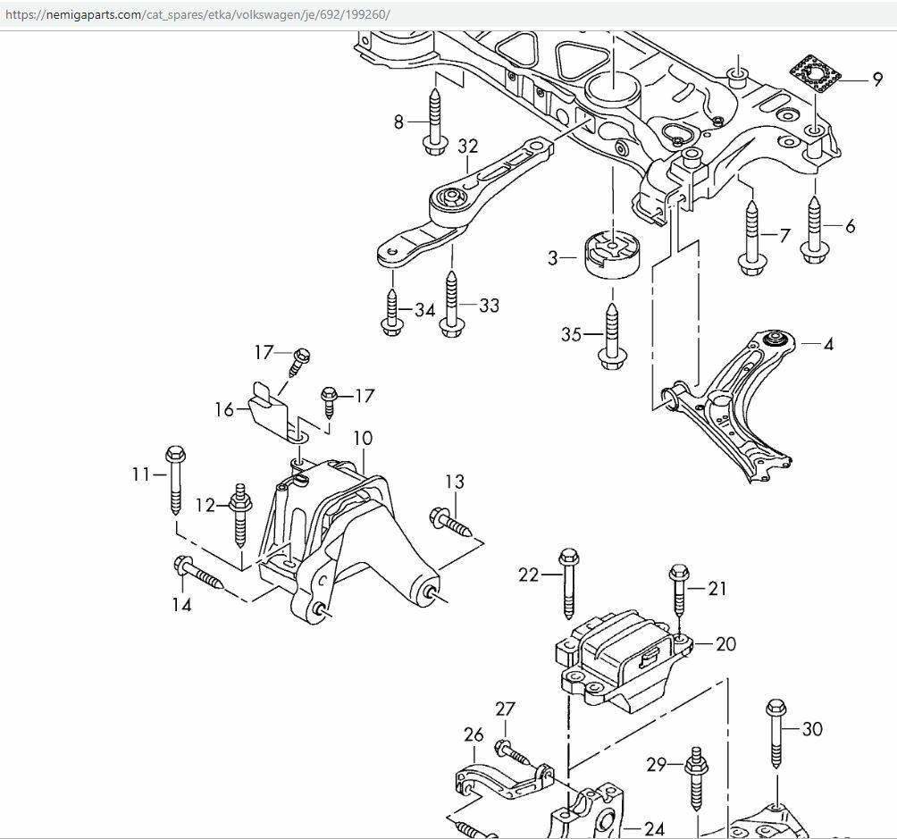 OE QUALITY FOR VW RABBIT, JETTA w 2.5 ENGINE MOTOR TRANSMISSION MOUNT ...