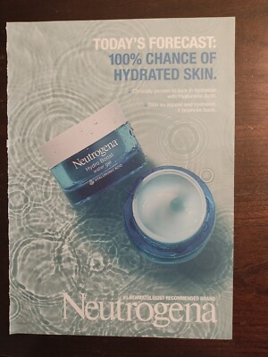 Neutrogena Hydro Boost Full Page Color Magazine AD Water Gel | eBay