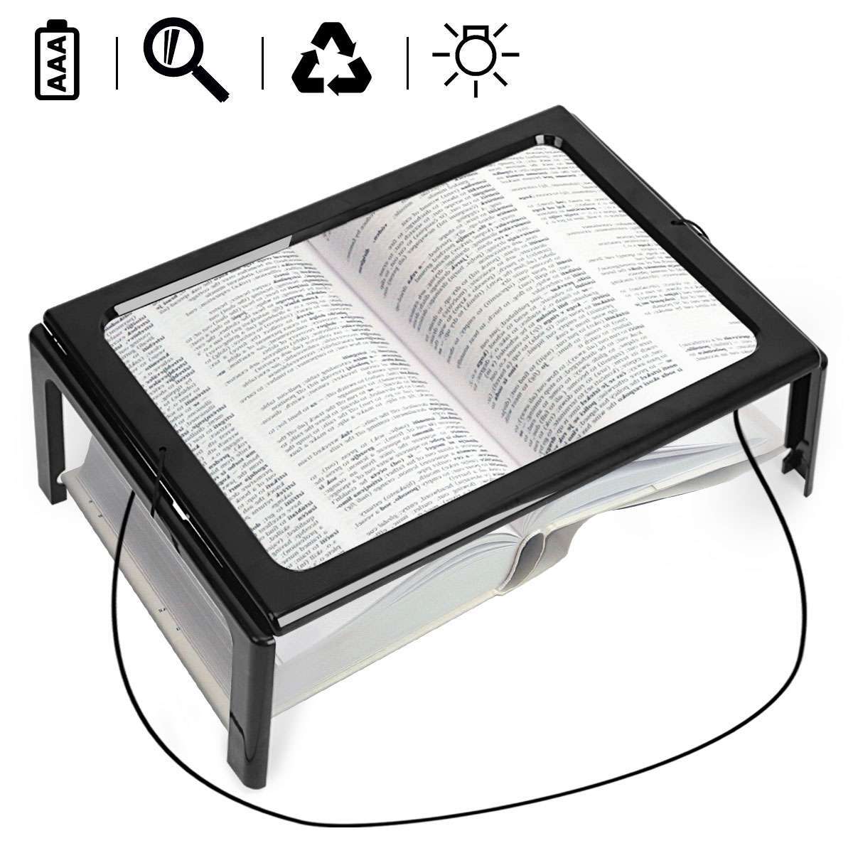 Large Full-Page Reading Magnifier with LED Lighted 3X Hands-Free ...