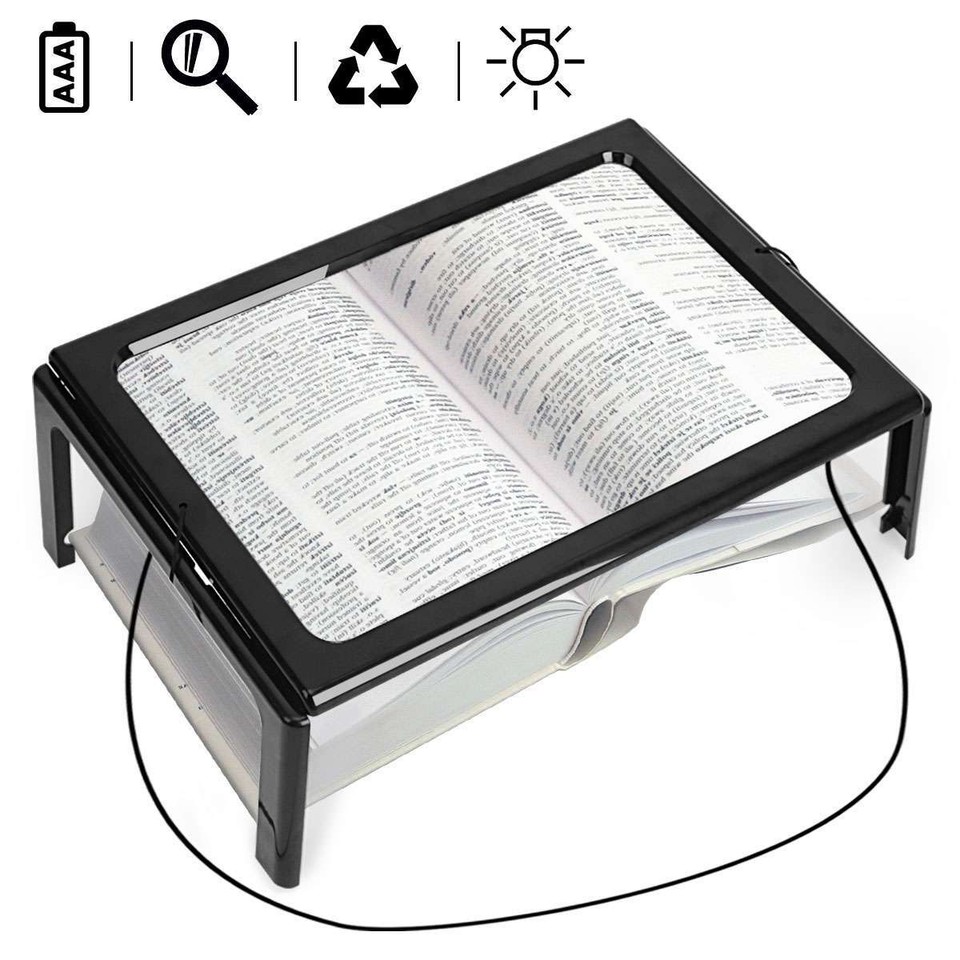 Large Full-Page Reading Magnifier with LED Lighted 3X Hands-Free ...