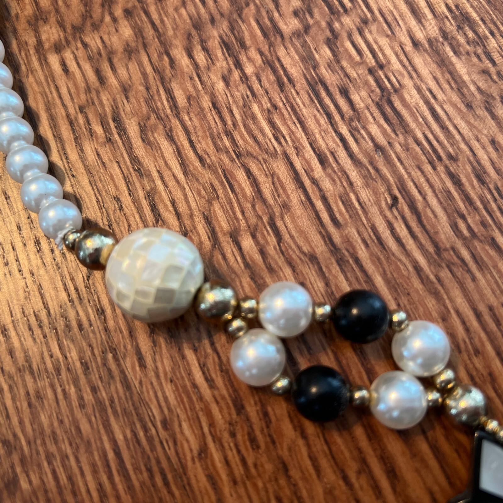 Vintage Inlay Mother of Pearl & Faux Pearl Beaded Nec… - Gem