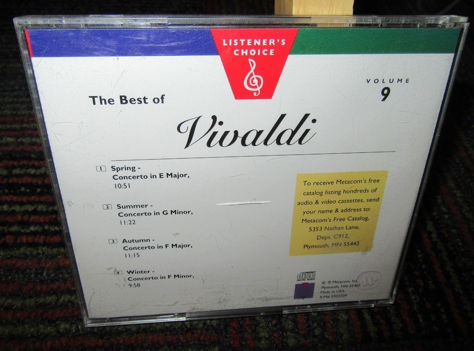 LISTENER'S CHOICE VOL. 9: THE BEST OF VIVALDI MUSIC CD, 4 TRACKS ...