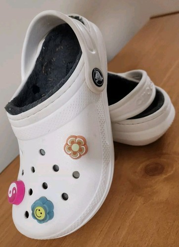 Crocs Kids Size J-1 Has Soft Fur Inside White Clogs | eBay