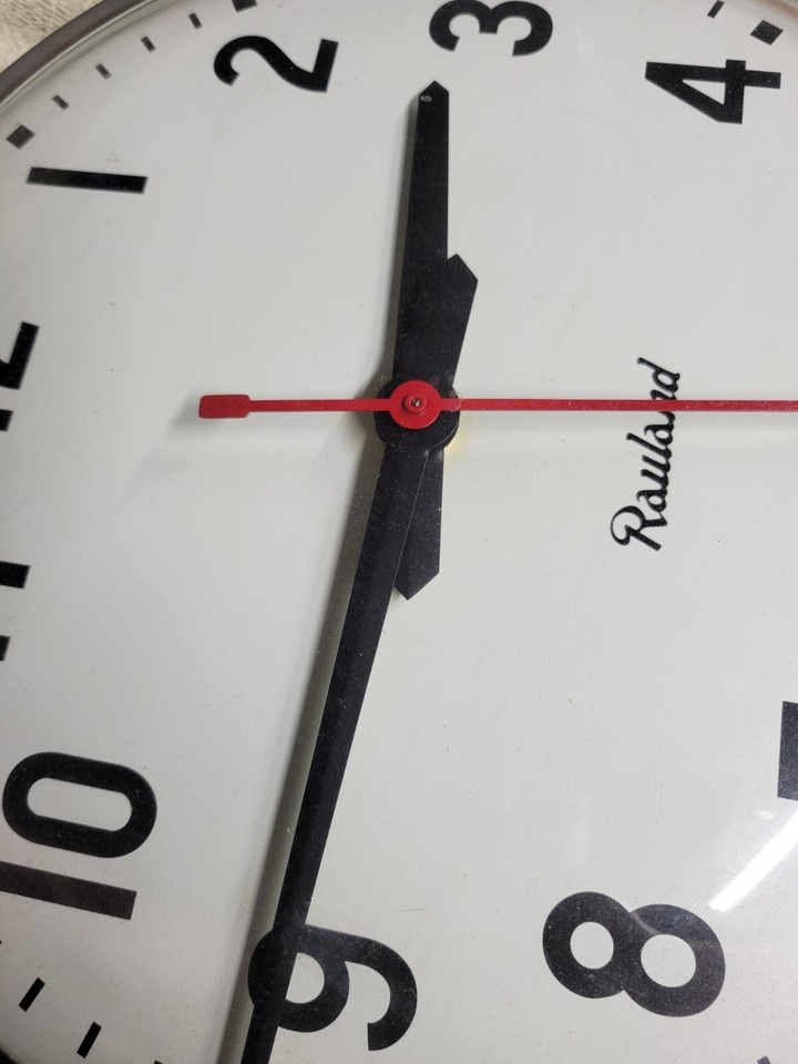Vintage Rauland Wall School Shop Clock 13 Inches Glass | eBay