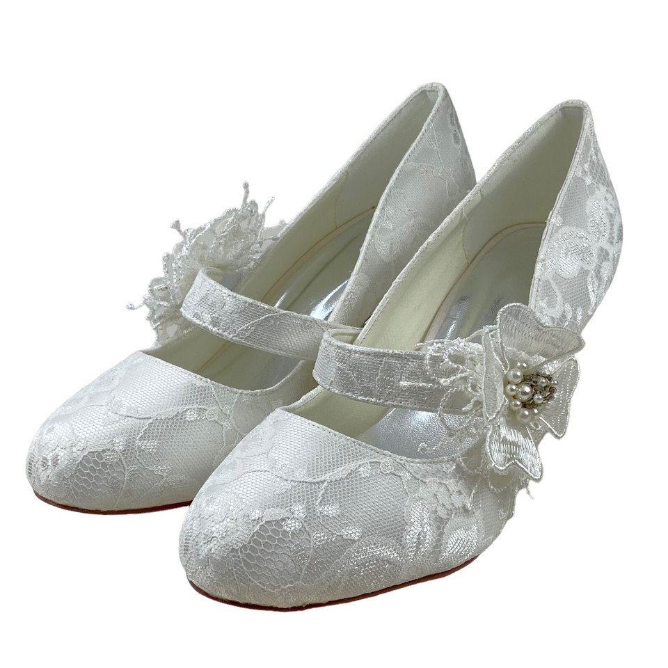 Mrs Right Women's 5.5 Lace Satin Bridal Wedding Heel Shoes | eBay