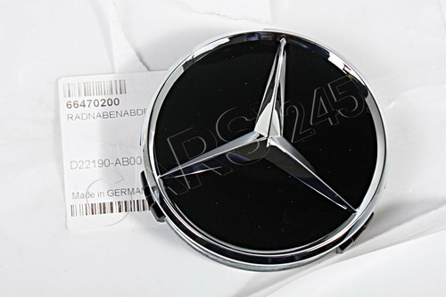 Genuine Wheel Center Hub Cap Star Black Chrome Cover MERCEDES 66470200 ...