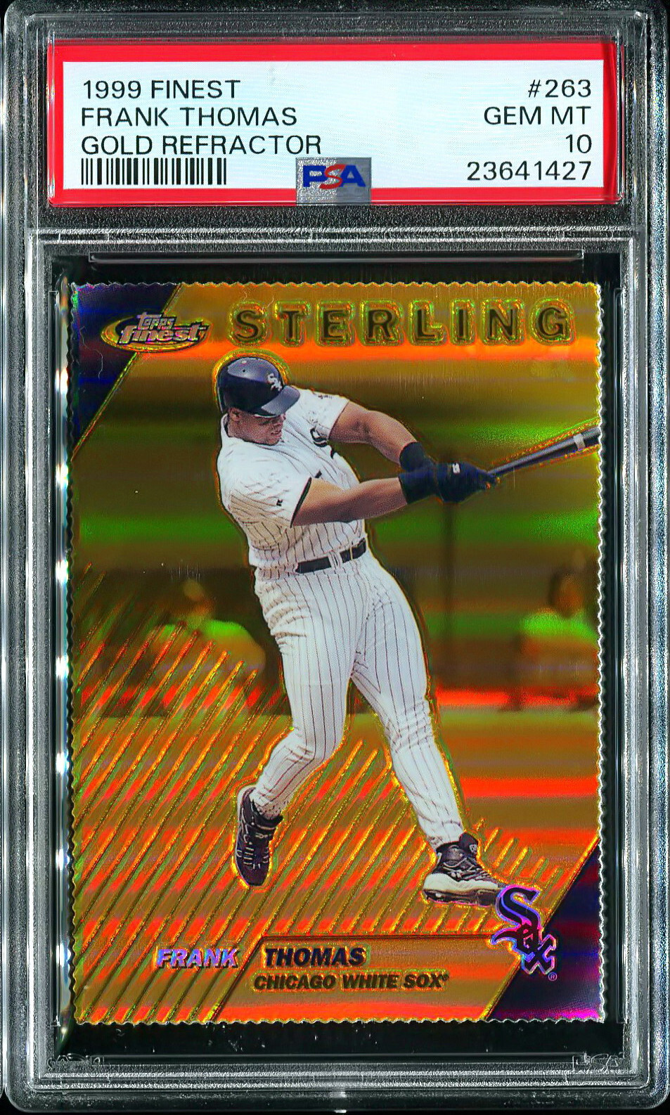 FRANK THOMAS 1999 TOPPS FINEST GOLD DIE CUT REFRACTOR #d 043/100 PSA 10 ...