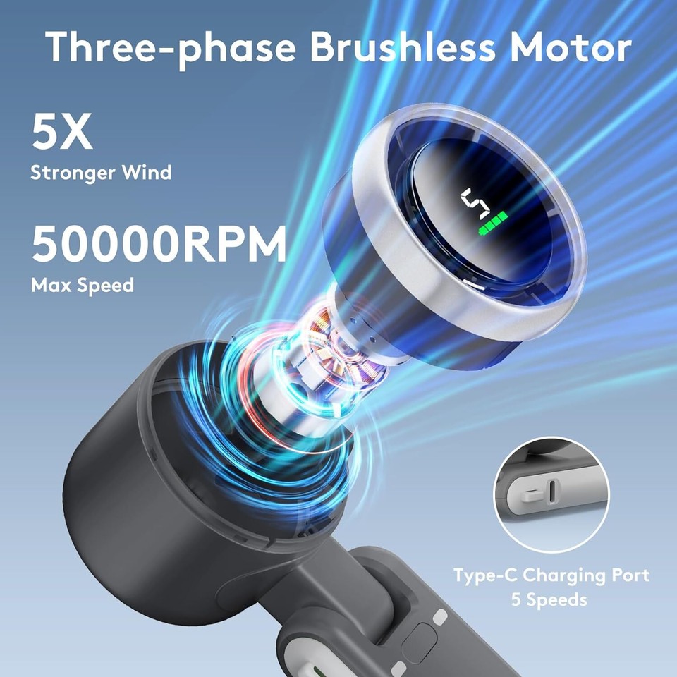 Mini Portable Handheld Turbo Fan USB Rechargeable Cooling Fan Up to 10 ...
