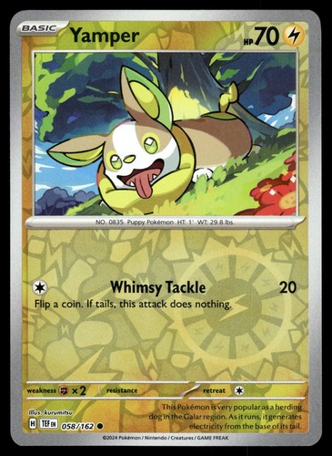 Yamper Reverse Holo NM 058/162 Temporal Forces Pokemon Card | eBay