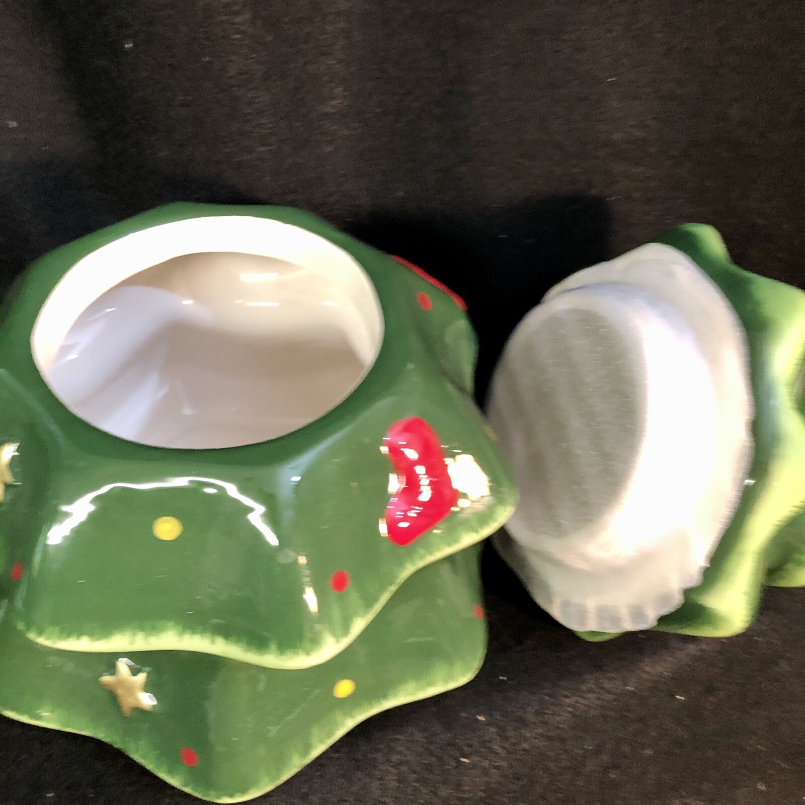 Ceramic Christmas Tree Cookie Jar Trim a Tree Kitchen Holiday ...