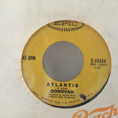 DONOVAN 45" VINYL SINGLE, ATLANTIS / TO SUSAN ON THE WEST COAST WAITING ...