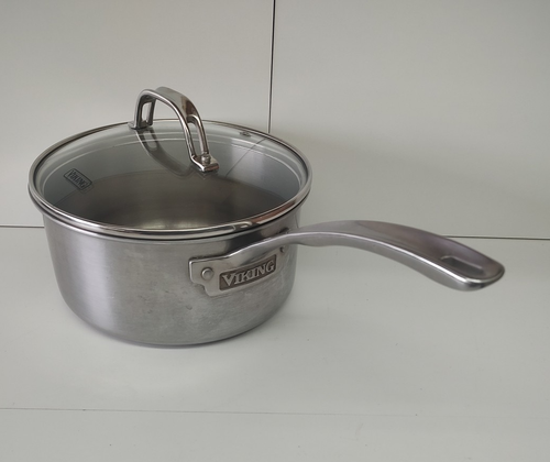 Viking Sauce Pan Pot 3-Ply Stainless Steel Bonded With Glass Lid 3QT/2 ...