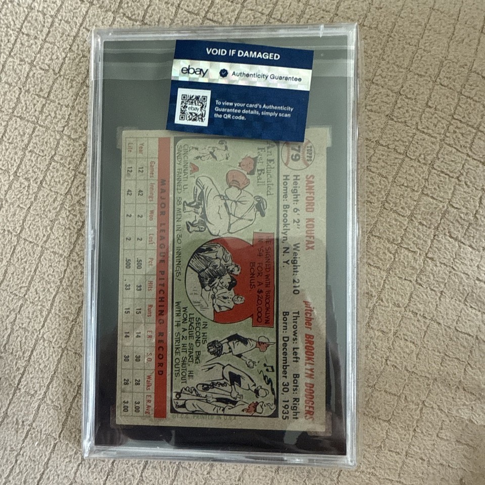1956 Topps #79 Sandy Koufax Gray Back SGC 4 HOF RARE Centered | eBay