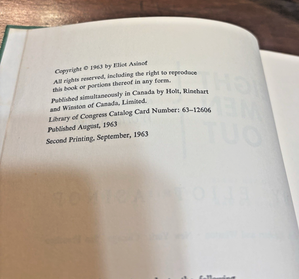Eliot Asinof: "Eight Men Out" Chicago's "Black Sox" Book 2nd Printing ...