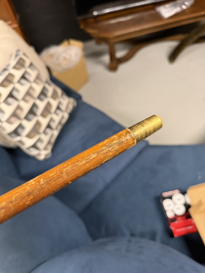 Vintage Wood and Brass Walking Stick Cane WS Heavy Solid Brass Top Oak ...