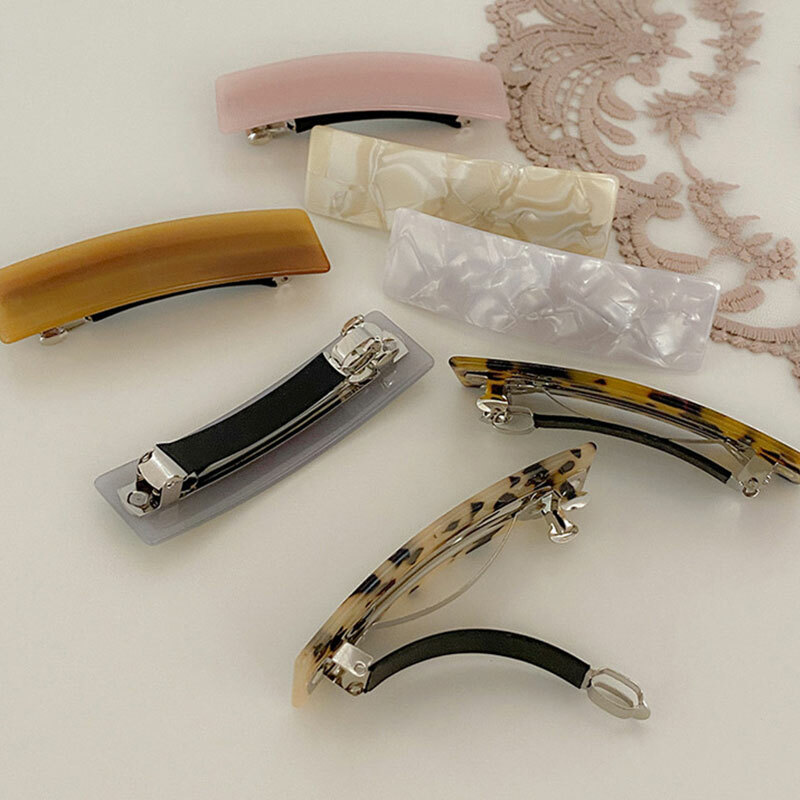 Simple Women Hair Clip Pin Leopard Barrette Spring Clip Ponytail Hair ...