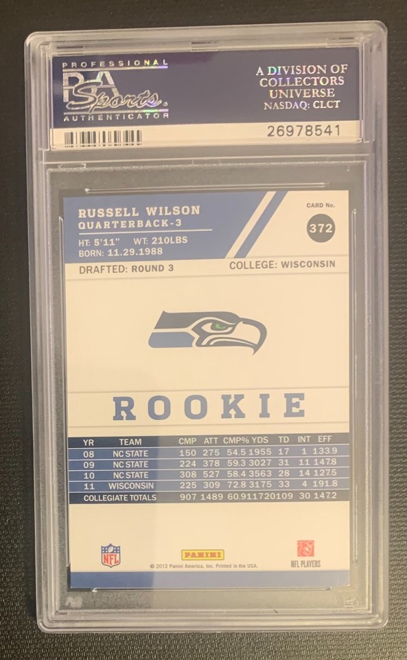 2012 Score Football - #372 Russell Wilson RC - Seattle - PSA Gem Mint ...