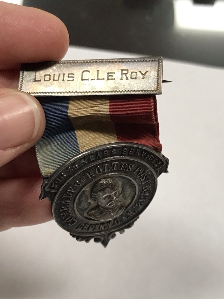 Grand Army Of Republic NY Koltes Post No.32 Original PIN-Louis C. LeRoy ...