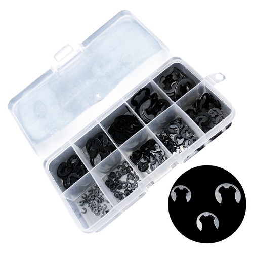 Quality 300 PCS Black Stainless Steel Snap Ring Kit with Organizer Box ...