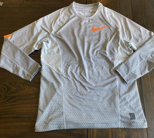 Nike Pro Hyperwarm Long Sleeve Activewear Shirt XL Fitted Gray | eBay
