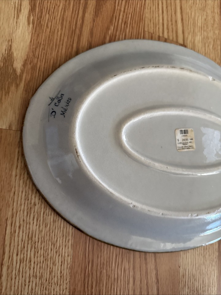 Vintage Ceramic Crackle Hand Painted Mexican 13.75" Oval Platter Fish ...