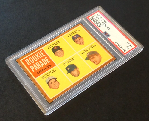 1962 Topps Rookie Parade Catchers Bob Uecker #594 Baseball Card PSA 5 ...