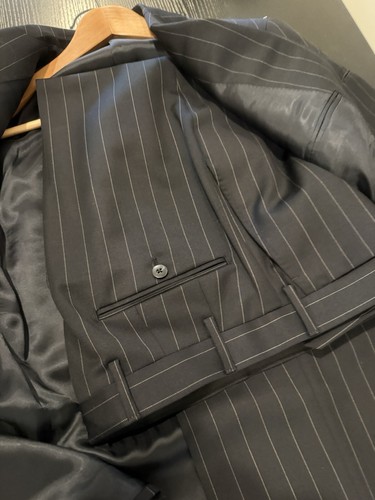 Brand NEW Caruso blue striped Business Suit 40R | eBay